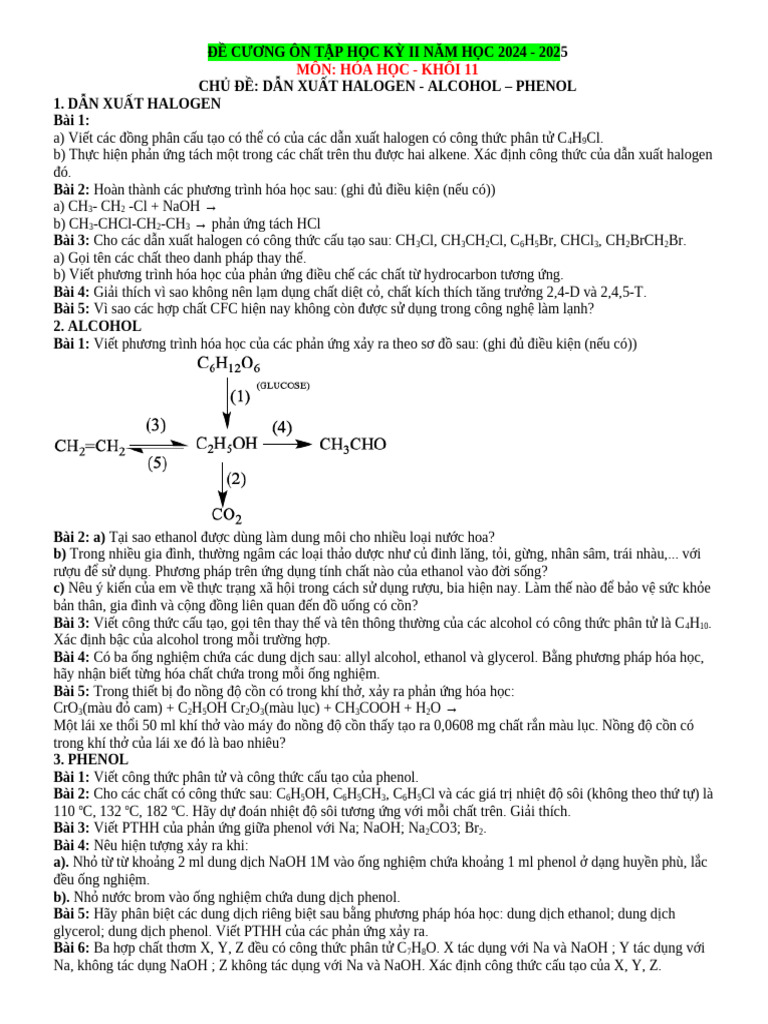 De Cuong On Tap HK2 Hoa 11 KNTT 23 24 | PDF
