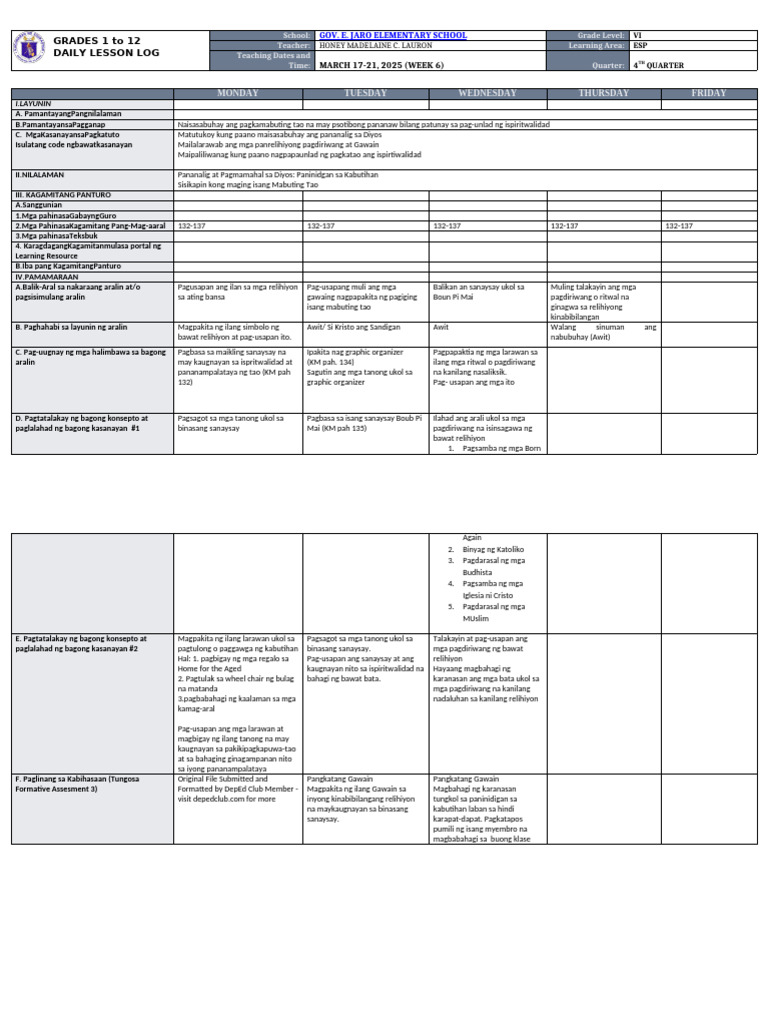 DLL_ESP 6_Q4_W6 | PDF