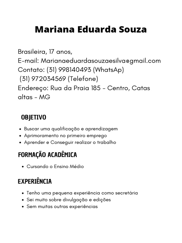 Currículo Mariana.pdf | PDF