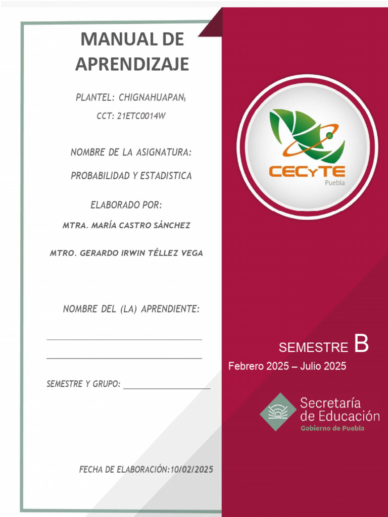 Manual de Probabilidad y Estad-Stica - 2025 - v2 - Final | PDF | Muestreo (Estadísticas ...