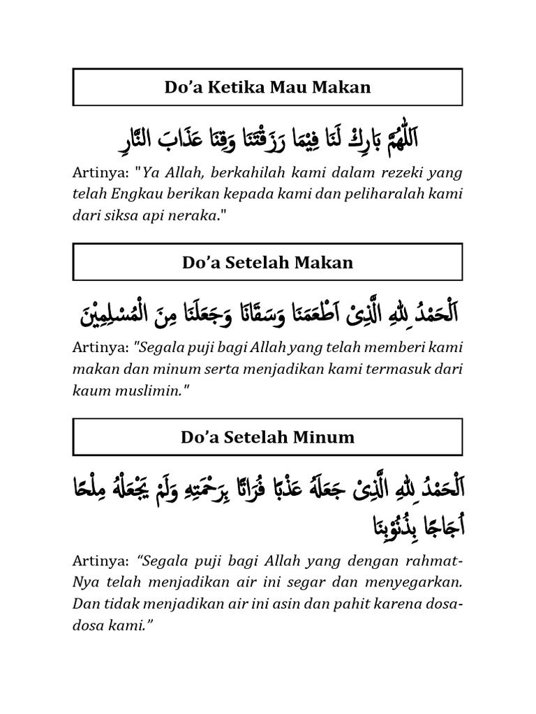 Doa Mau Makan, Doa Setelah Makan, Dan Doa Mau Minum | PDF
