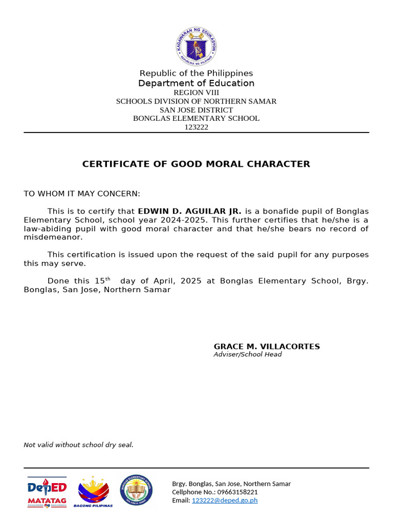 Good Moral Character | PDF