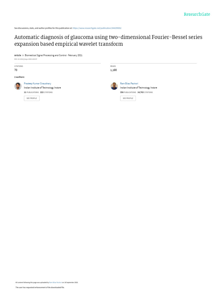 Automatic Diagnosis of Glaucoma Using Two-Dimensional Fourier-Bessel Series Expansion Based ...