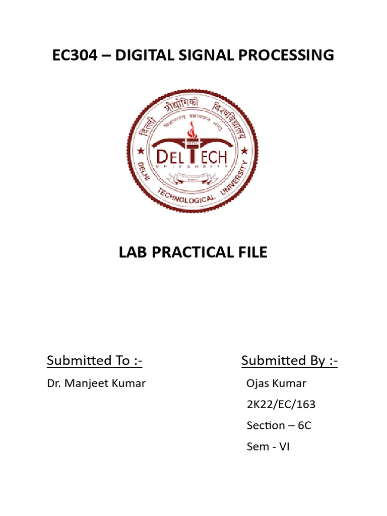 DSP Lab File - Experiments - 1 & 2 | PDF | Discrete Fourier Transform | Fourier Transform