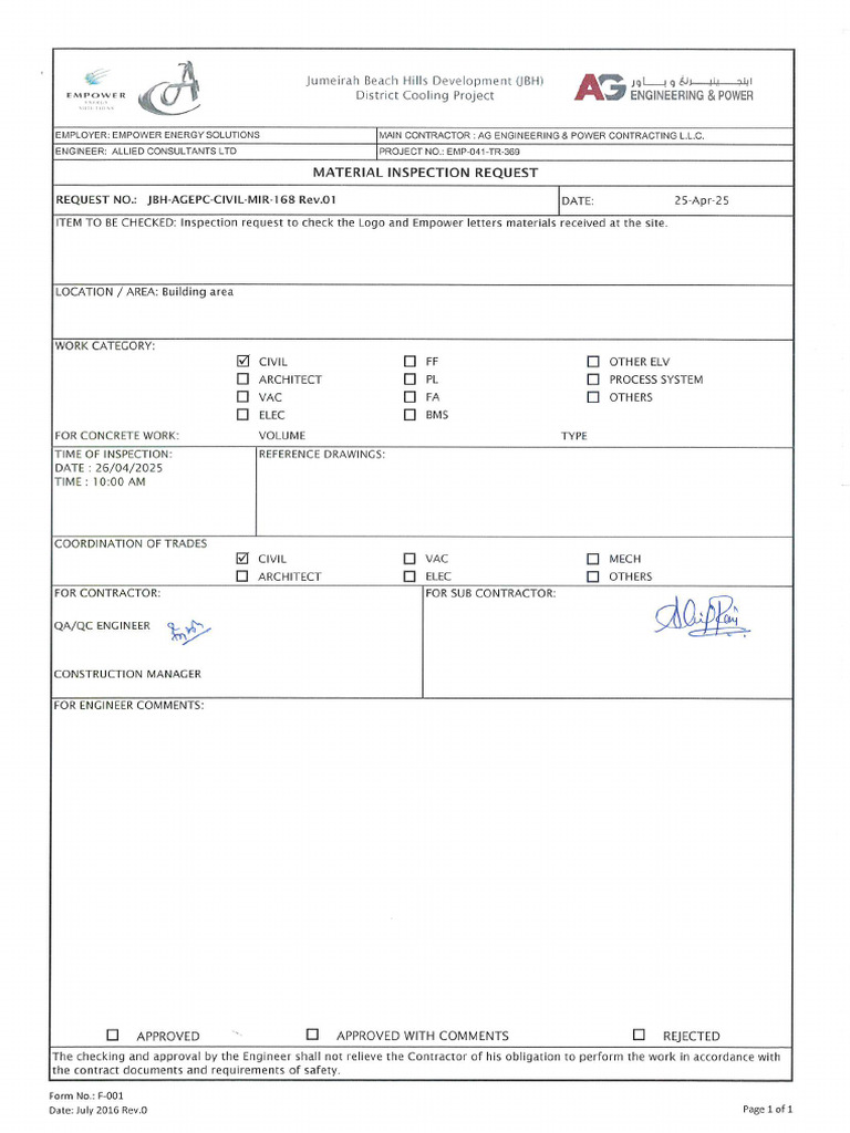 JBH-AGEPC-CIVIL-MIR-168 Rev.01 | PDF