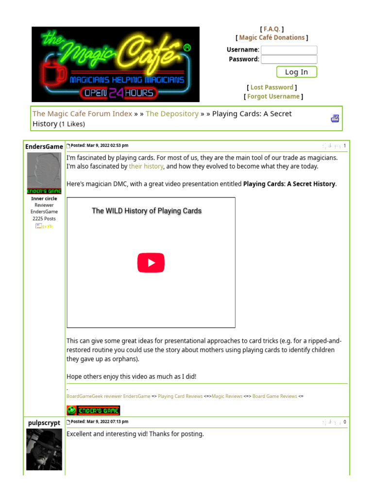 The Magic Cafe Forums - Playing Cards - A Secret History | PDF | Playing Cards | Computer Security