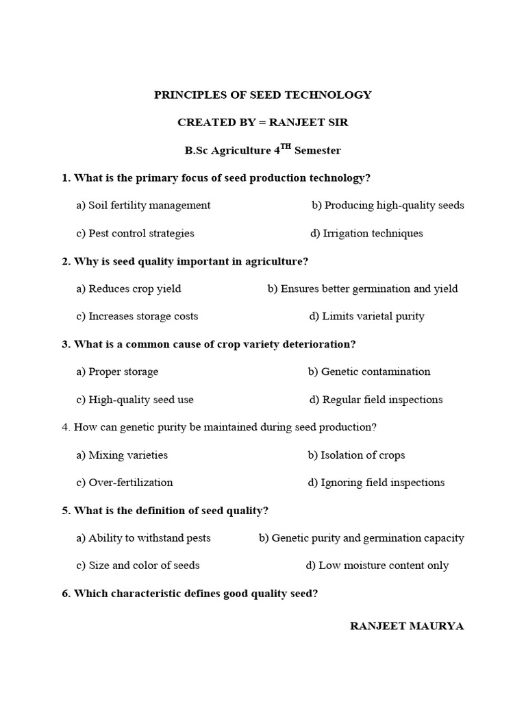 Principles of Seed Technology | PDF | Seed | Agriculture