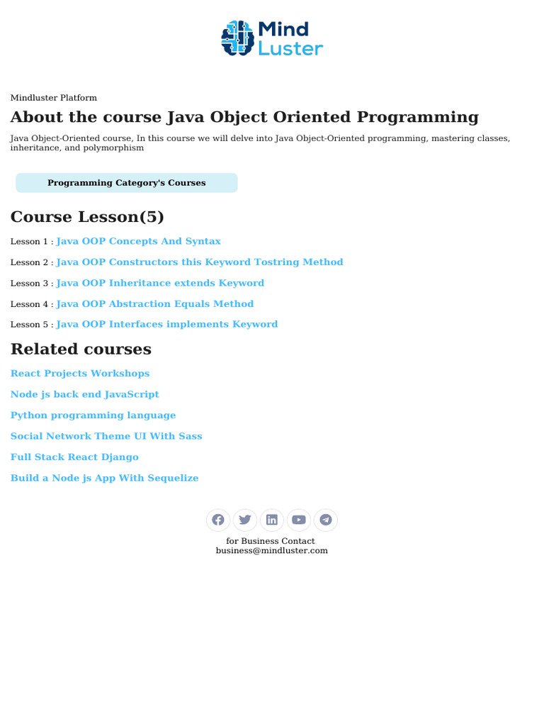 Java Object Oriented Programming Course Content | PDF Java Object Oriented Programming Course Content | PDF