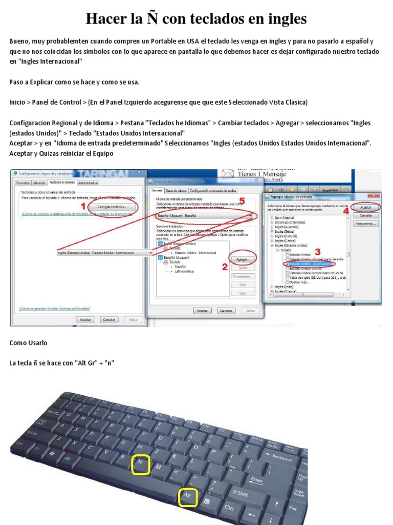 Cómo escribir la Ñ en teclado inglés | PDF | Teclado | Lengua española