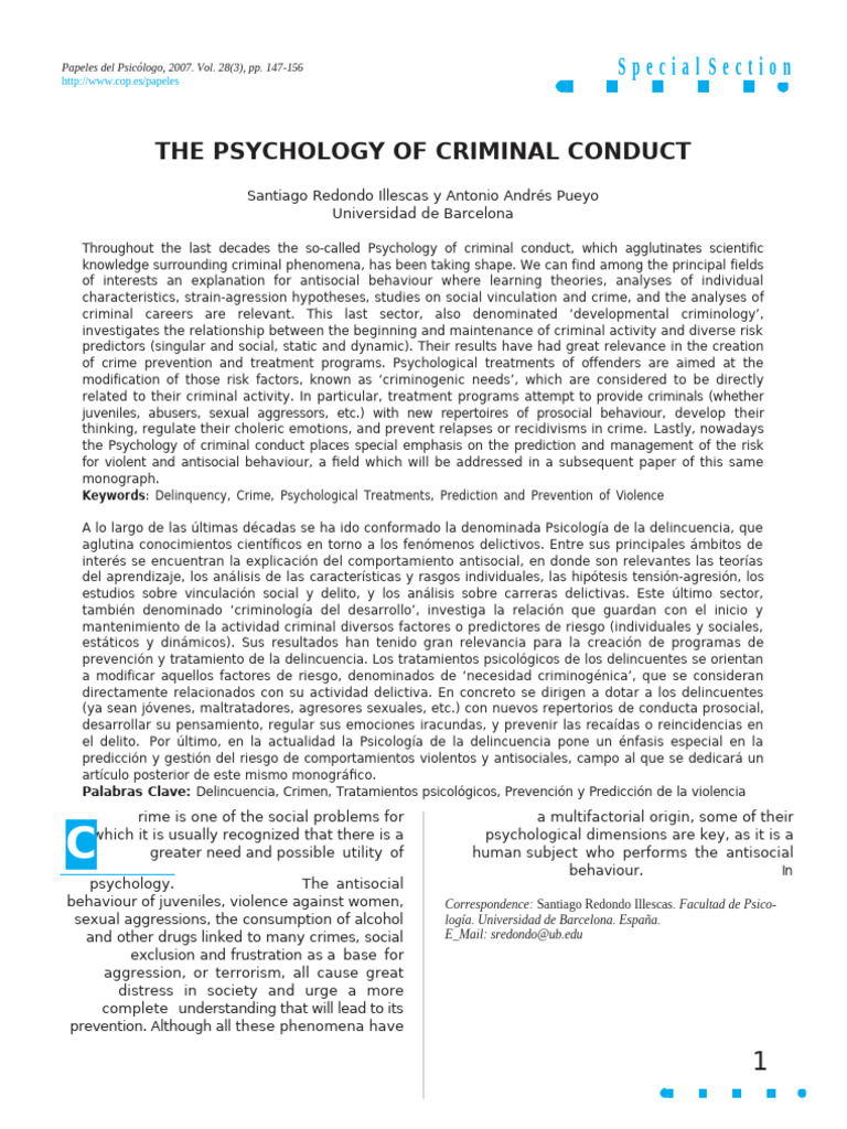 Psychology of Criminal Conduct Insights | PDF | Juvenile Delinquency ...