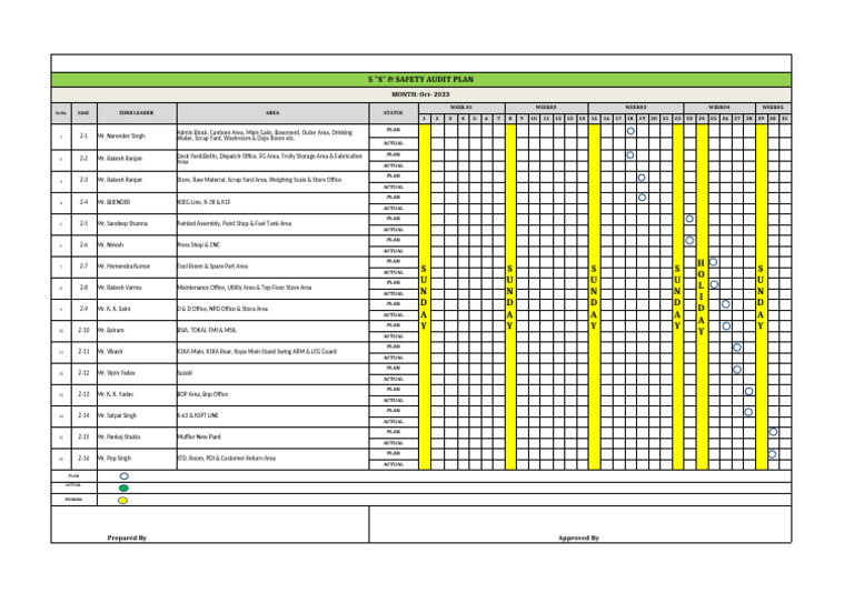 5 S & Safety Audit Plan | PDF