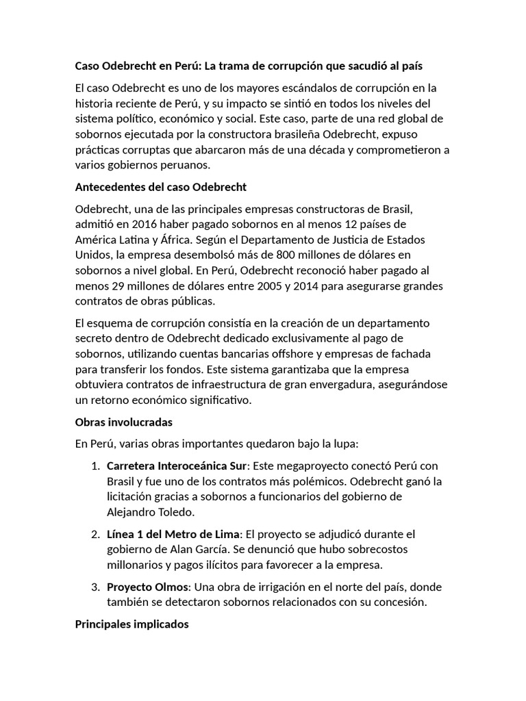 Caso Odebrecht: Corrupción en Perú | PDF | Gobierno
