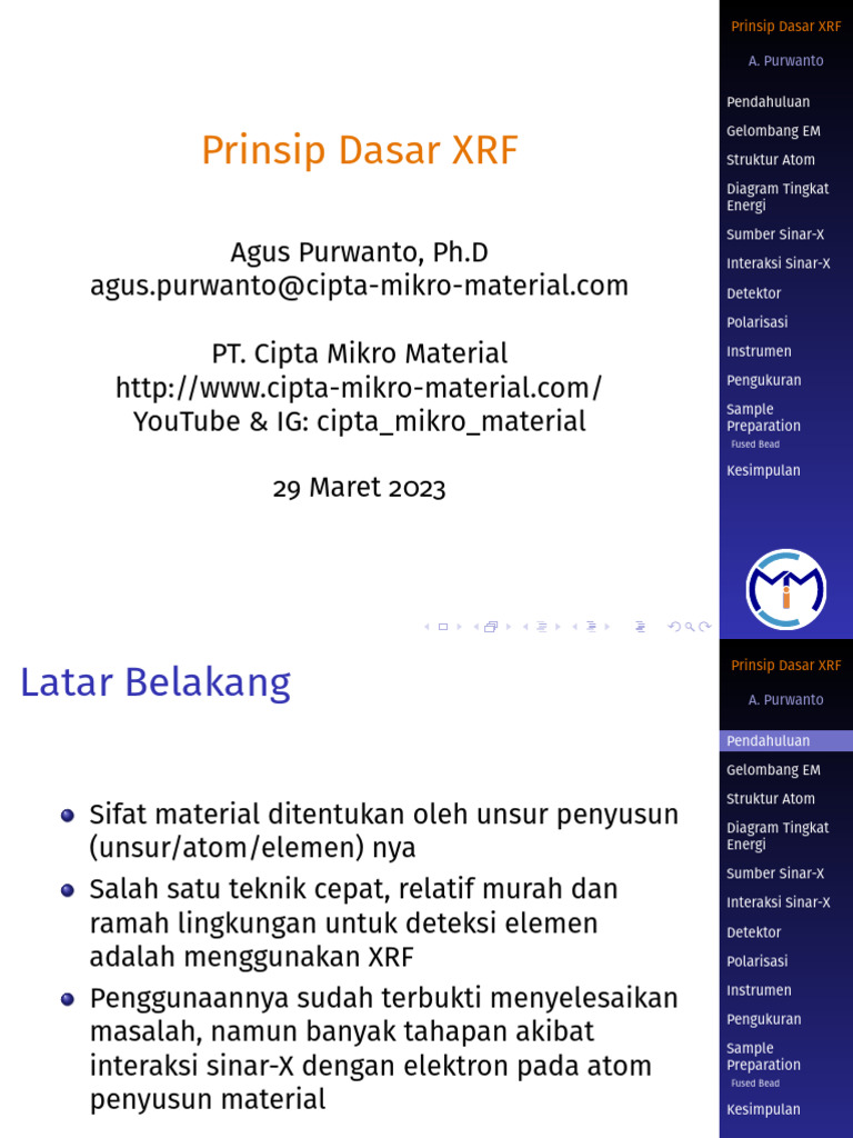 Prinsip Kerja XRF oleh A. Purwanto | PDF