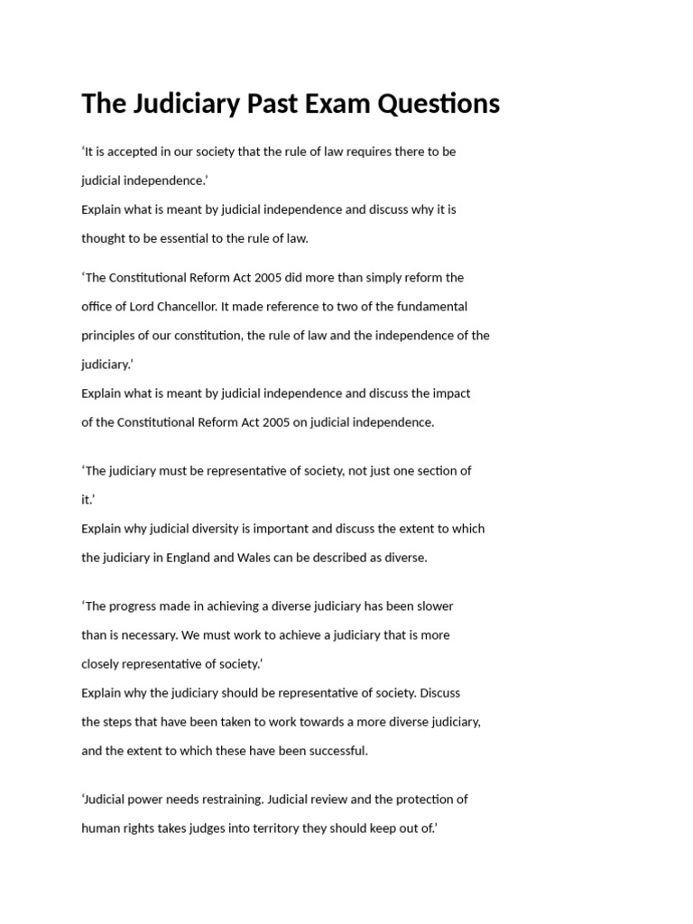 Judicial Independence and Diversity Issues | PDF | Judiciaries | Rule ...