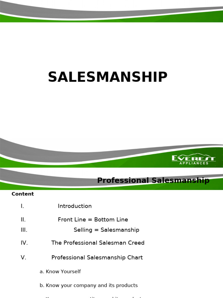 Mastering Professional Salesmanship | PDF | Sales | Business Economics