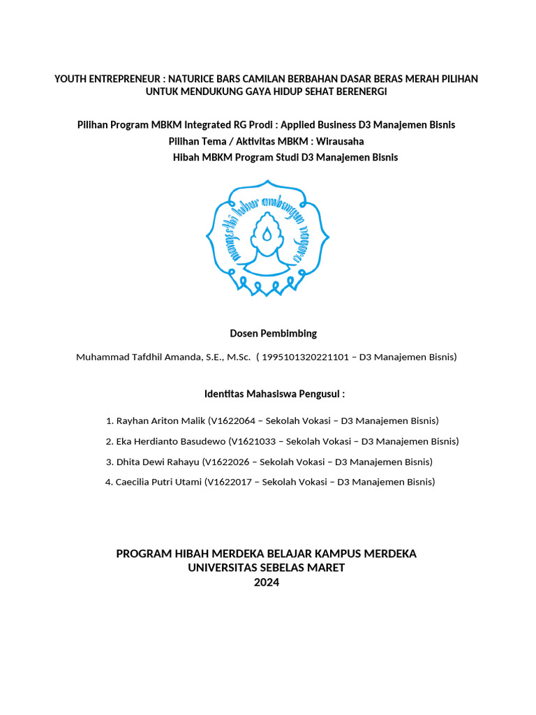 Hibah MBKM: Naturice Bars Sehat | PDF