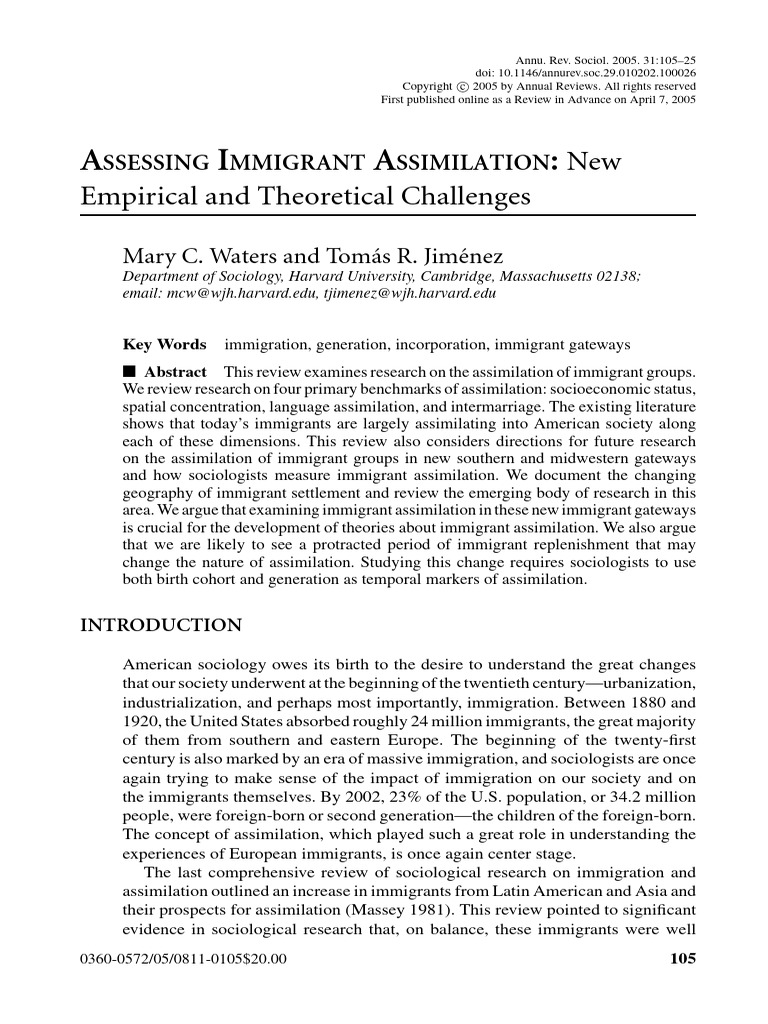 Assessing Immigrant Assimilation Mary C Waters | PDF | Immigration ...
