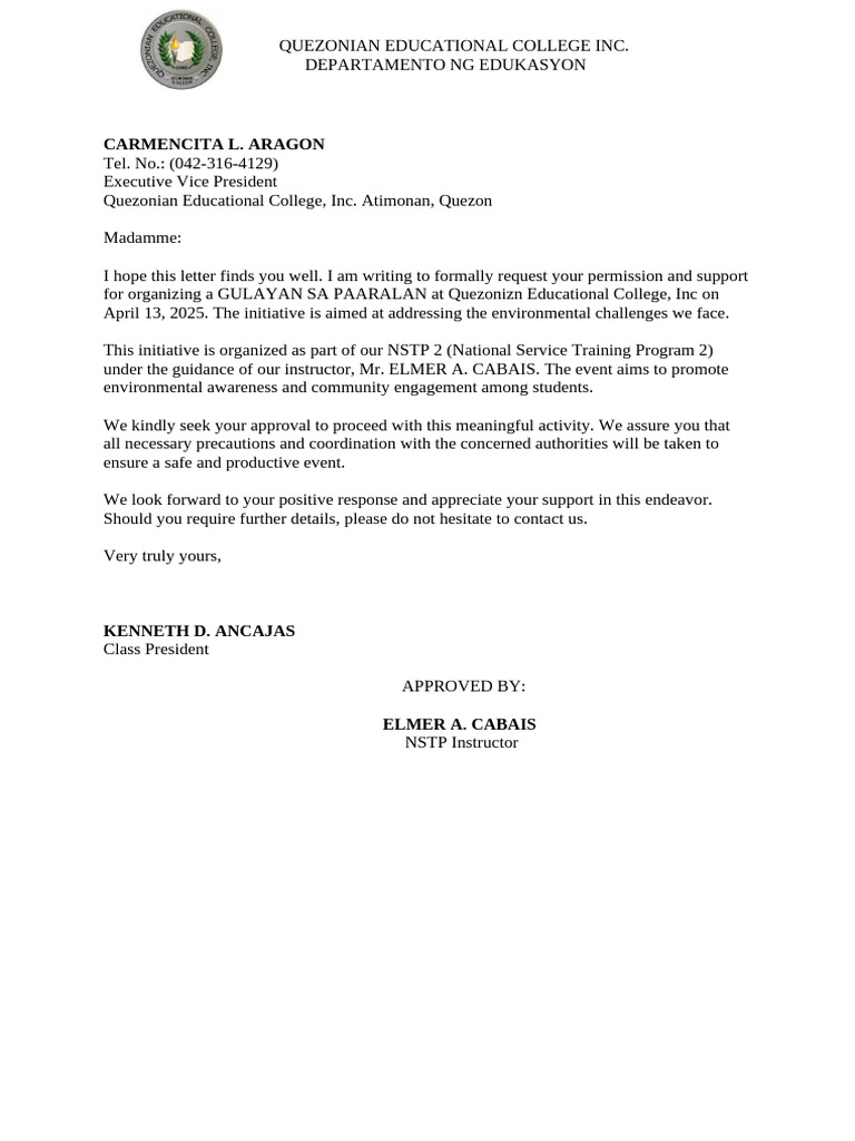 Letter-For-Approval Kenneth A. | PDF