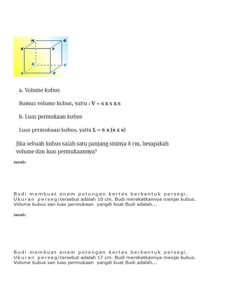 Rumus Volume dan Luas Bangun Ruang | PDF