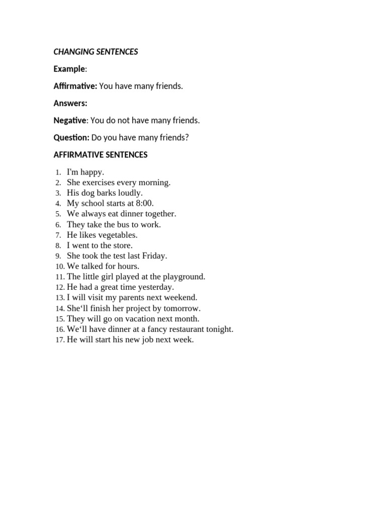 Changing Sentences | PDF