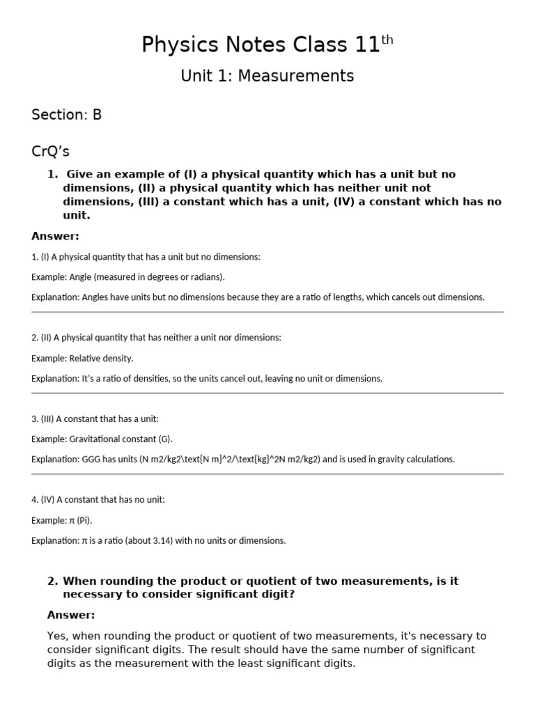 Chapter - 1 Physics | PDF | Significant Figures | Classical Mechanics