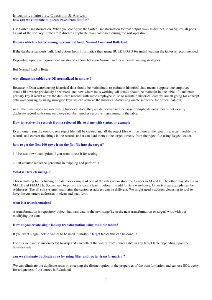 DWH Interview Q&A | PDF | Data Warehouse | Database Index