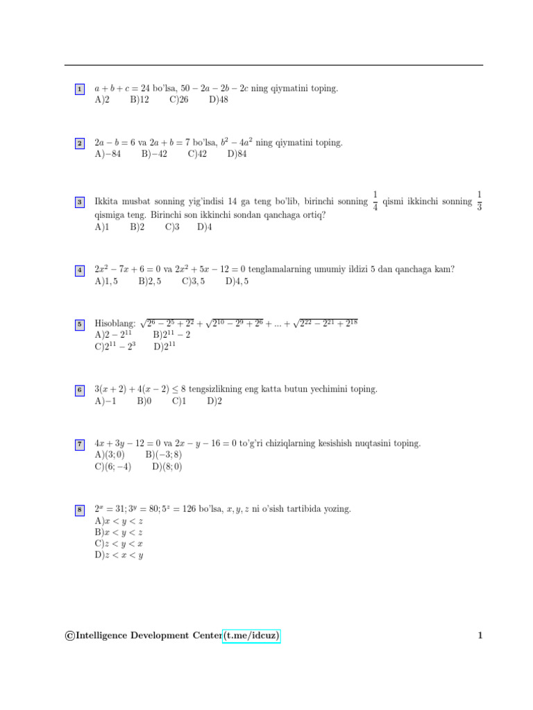1-Qism Boshidan Trigonometriya Oxirigacha | PDF