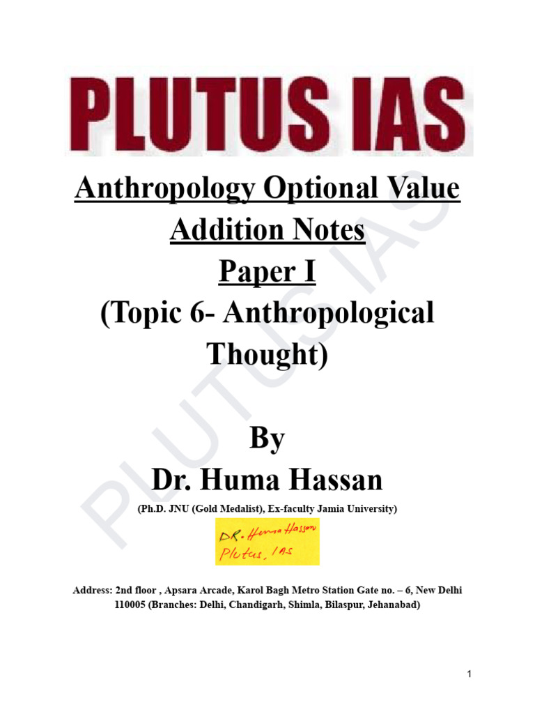 Sample Anthropology Optional PAPER I Value Addition Notes | PDF ...