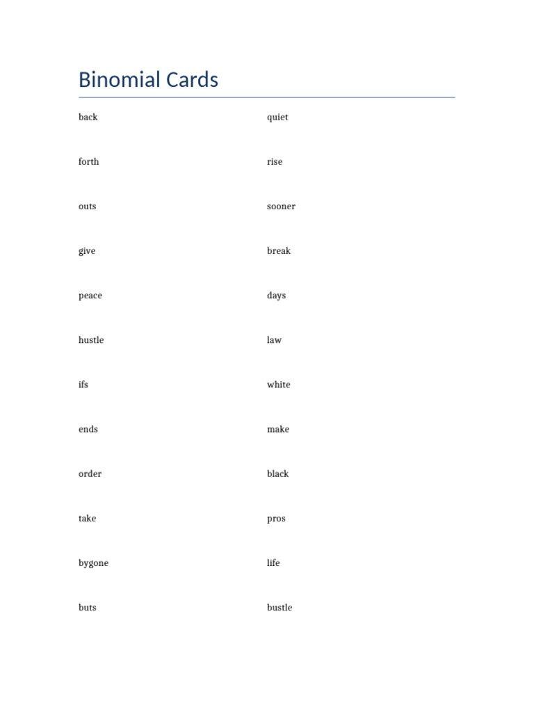 Binomial Cards | PDF