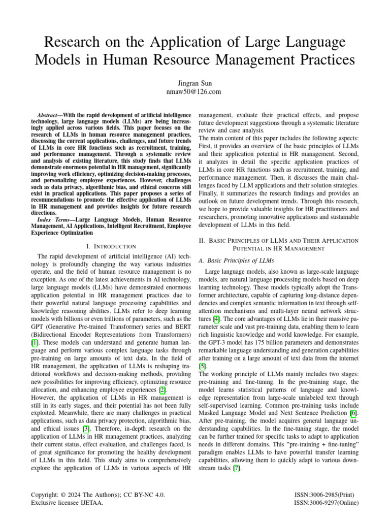 Research On The Application of Large Language Models in Human Resource ...