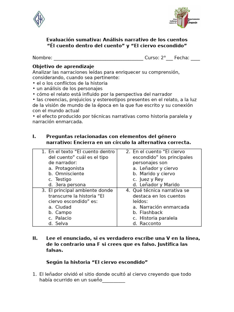 Análisis de Cuentos: Conflictos y Personajes | PDF | Narración | Cuentos