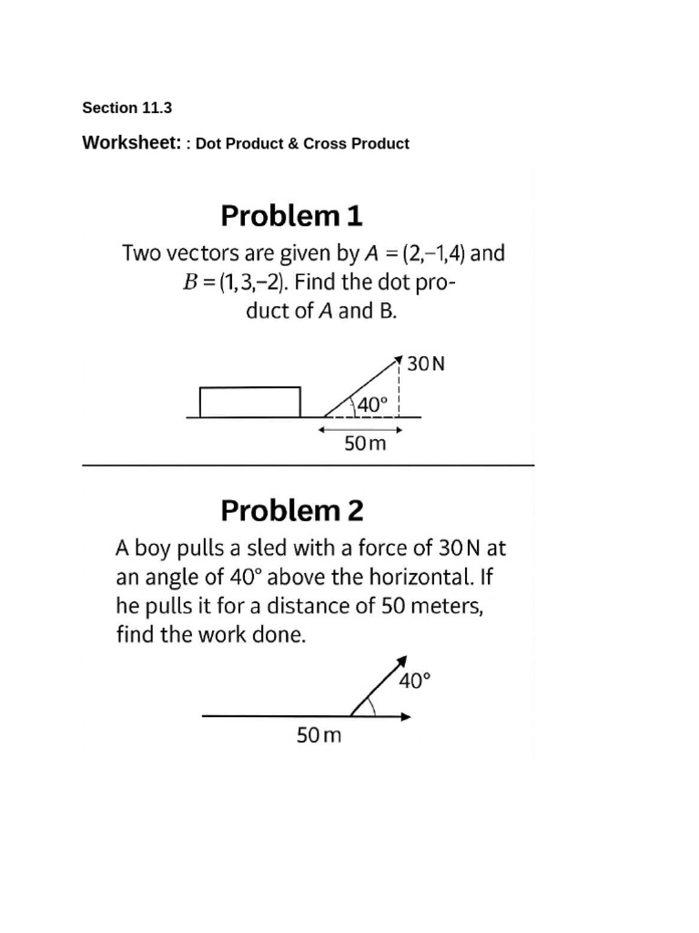 DOT and CROSS PRODUCT SECTION 11.3 | PDF