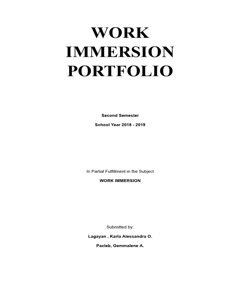 Samples Work Immersion Portfolio | PDF
