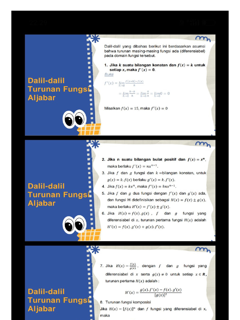 Dalil Turunan Fungsi Aljabar With Images | PDF