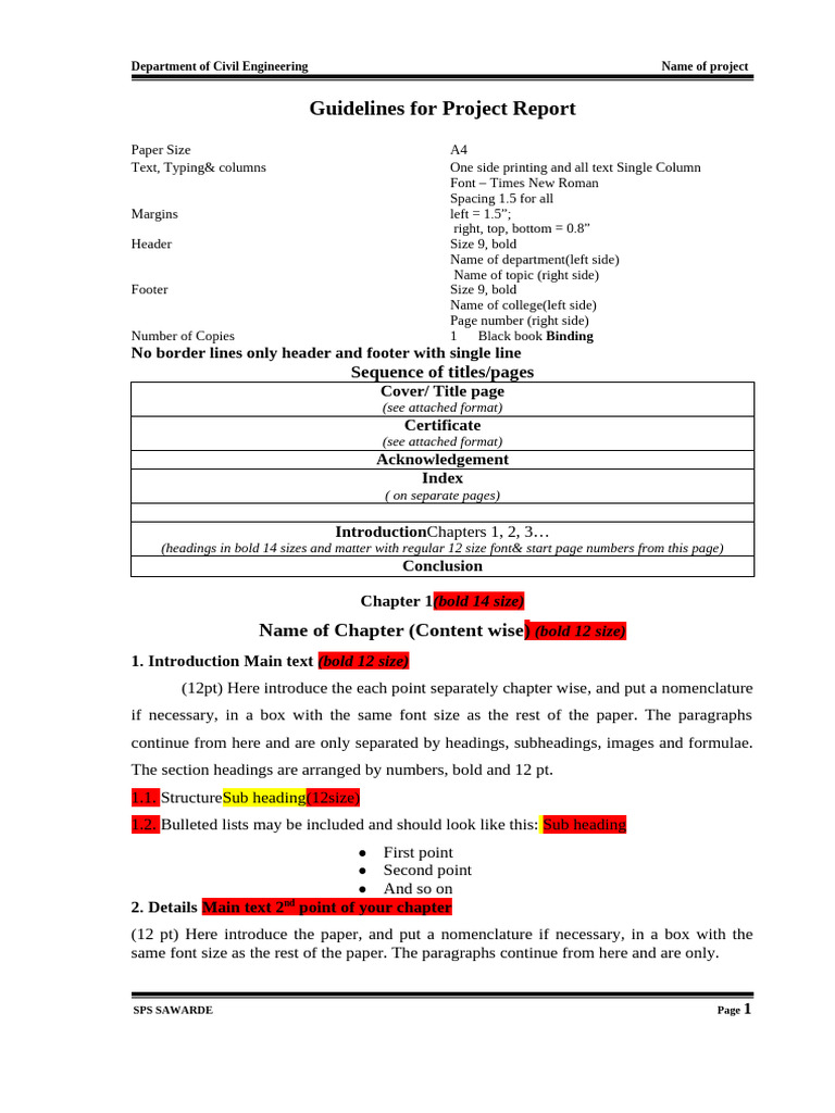 Project Report Guidelines Template | PDF | Books | Paragraph