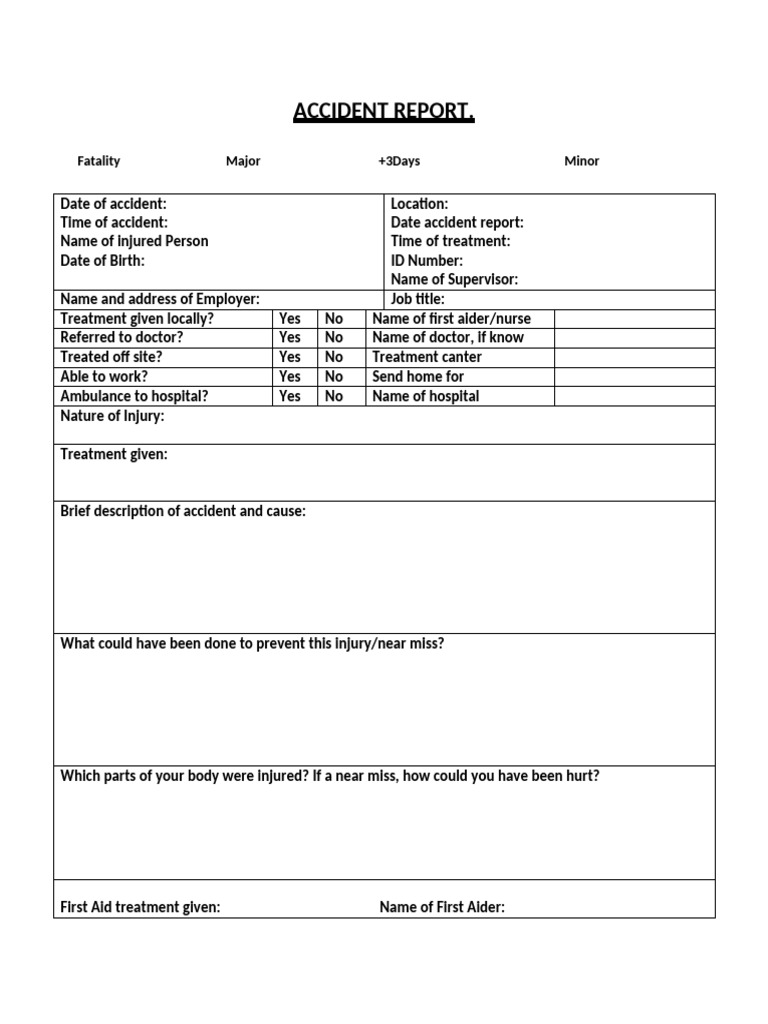 Detailed Accident Report Template | PDF | First Aid