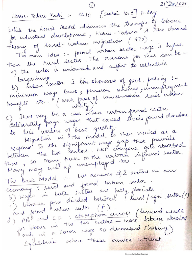 CH 10 D Ray Harris Todaro Model | PDF