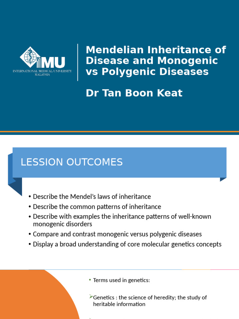 Mendelian Inheritance of Disease and Monogenic Vs Polygenic Diseases ...