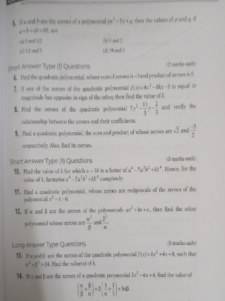 Maths QP Practice Paper | PDF