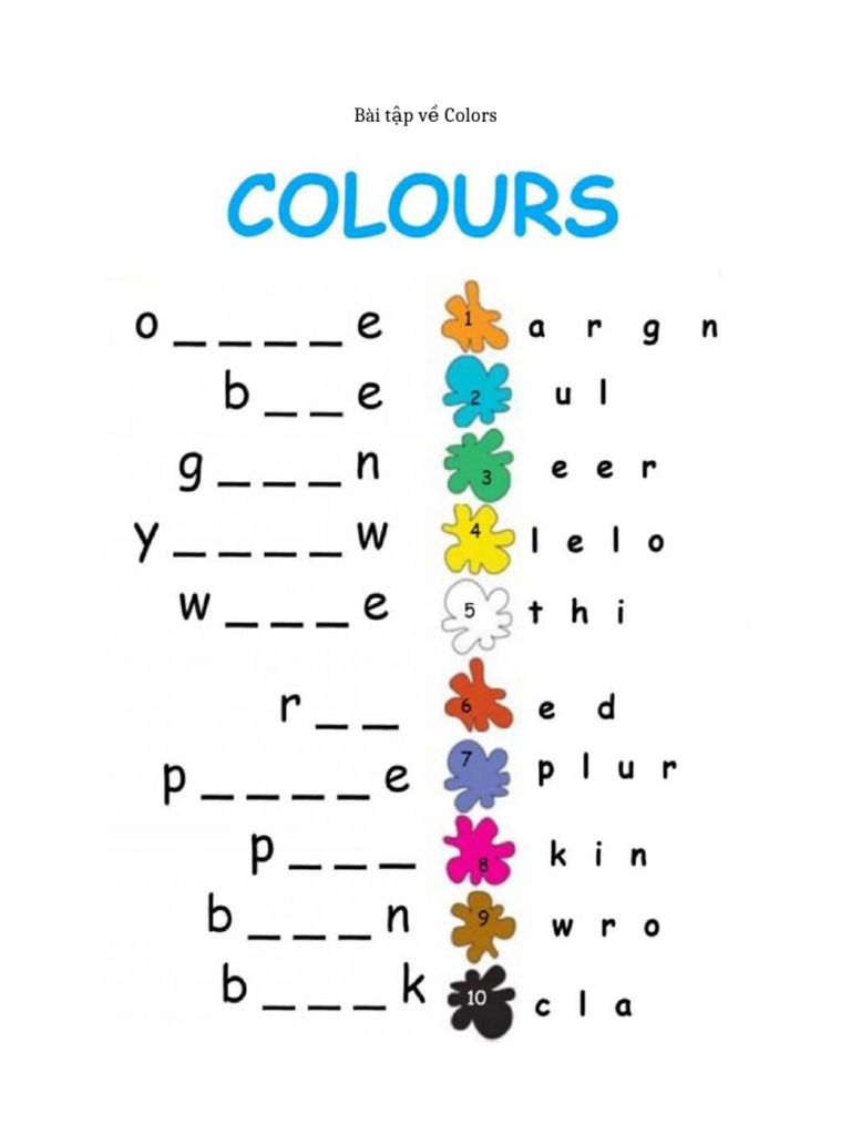 Bài tập về Colors | PDF