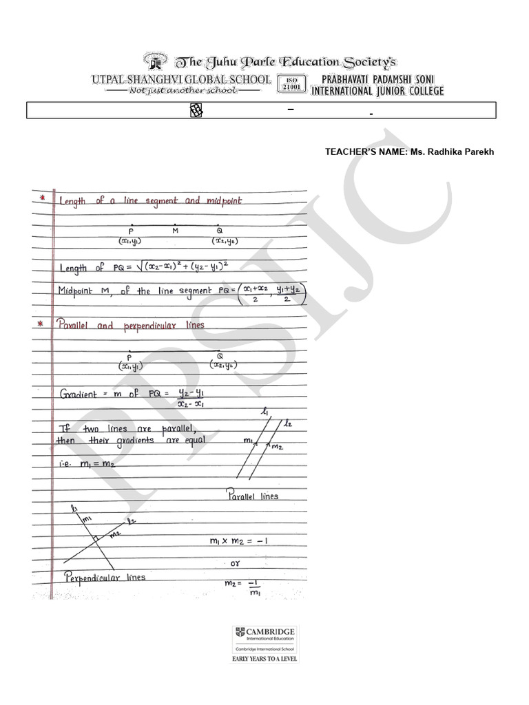 Class 11 Coordinate Geometry Notes | PDF