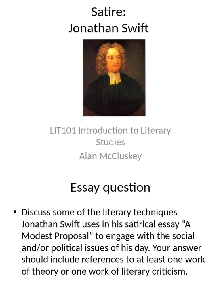 LIT101 - A Modest Proposal 1 | PDF | Satire | Jonathan Swift