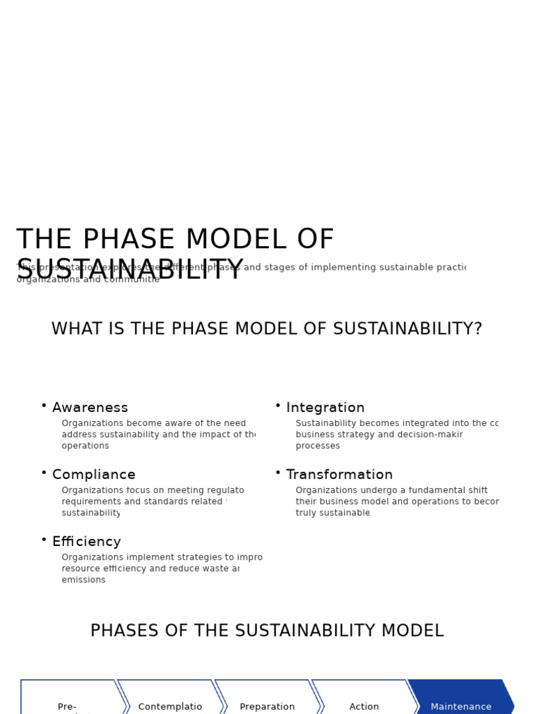 Phases of the Sustainability Model | PDF | Sustainability | Green Building