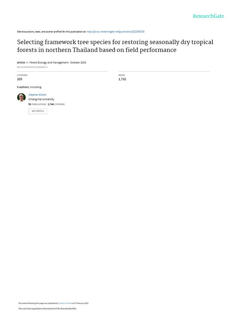 Selecting Framework Tree Species For Restoring Sea | PDF | Forests | Trees