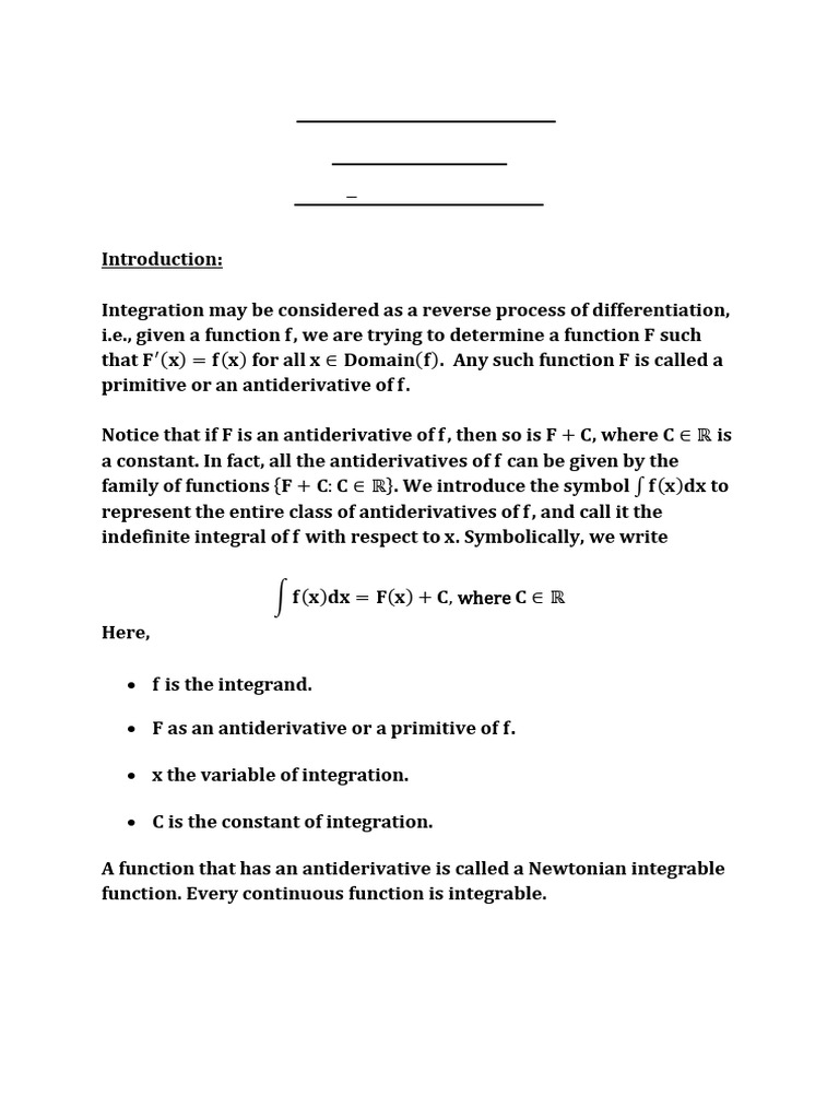 Mathematics Gist Indefinite Integrals CLASS XII | PDF | Integral | Function (Mathematics)