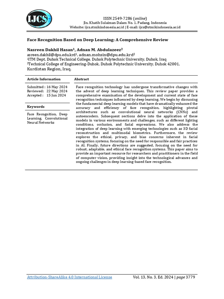 Face Recognition Based On Deep Learning A Comprehe | PDF | Deep ...