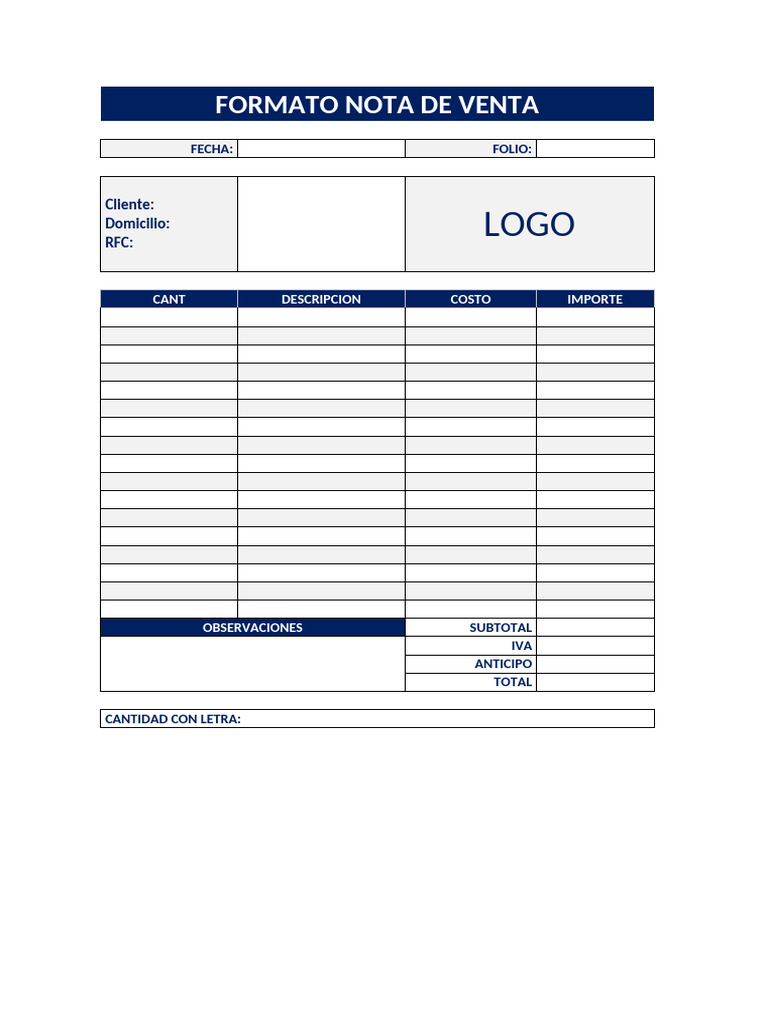 Nota de Venta Ejemplo | PDF