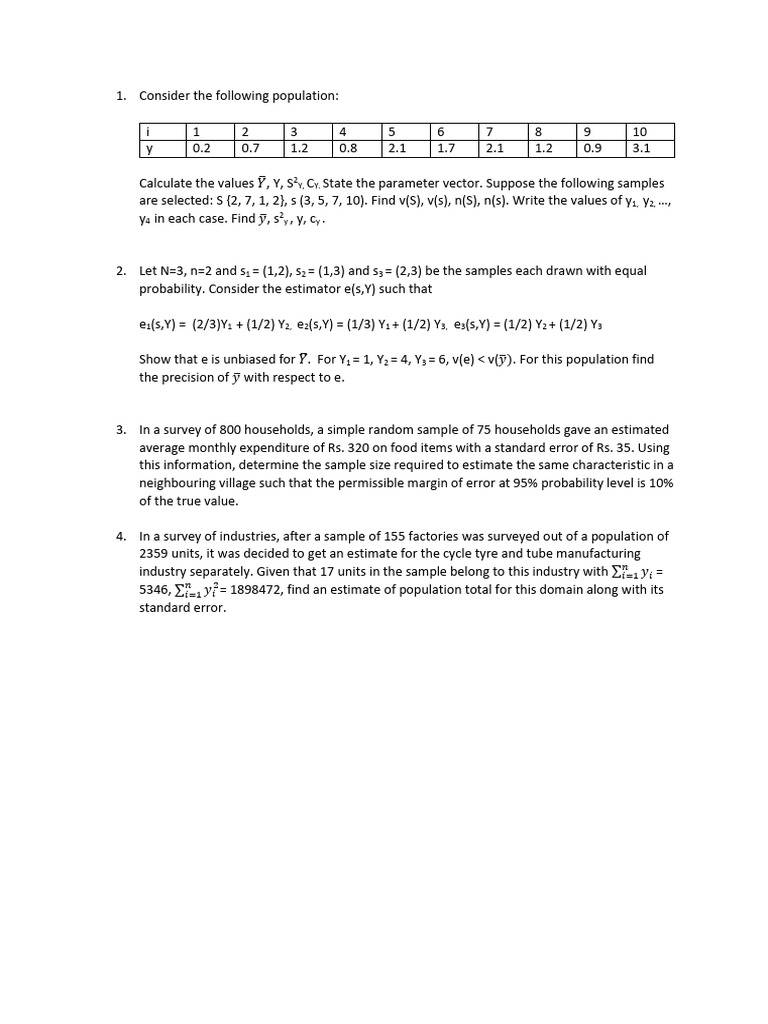 Sampling Problem Set | PDF