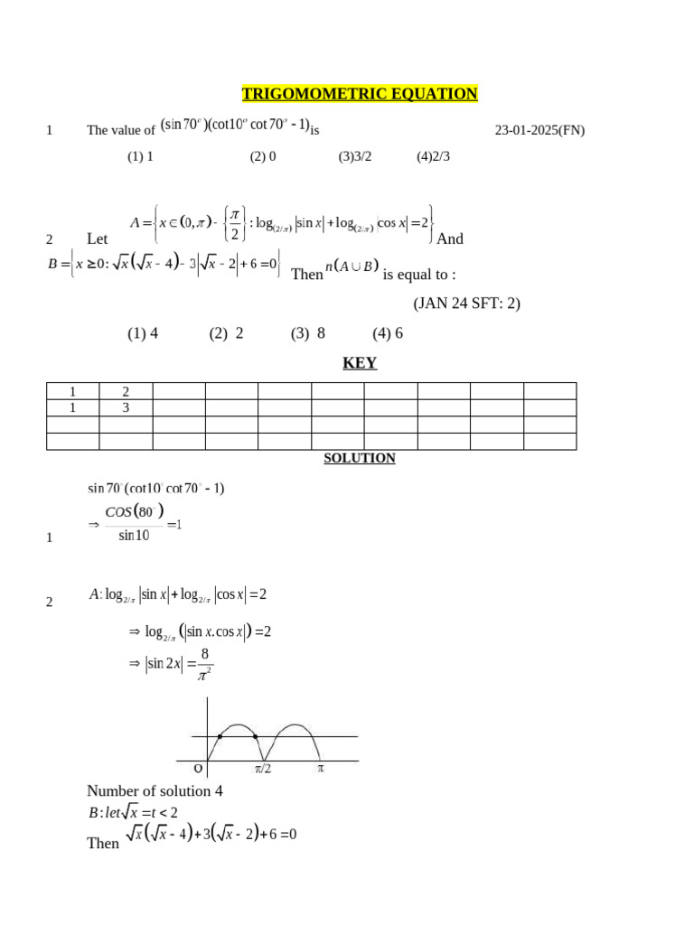 Trigonometric Equations | PDF