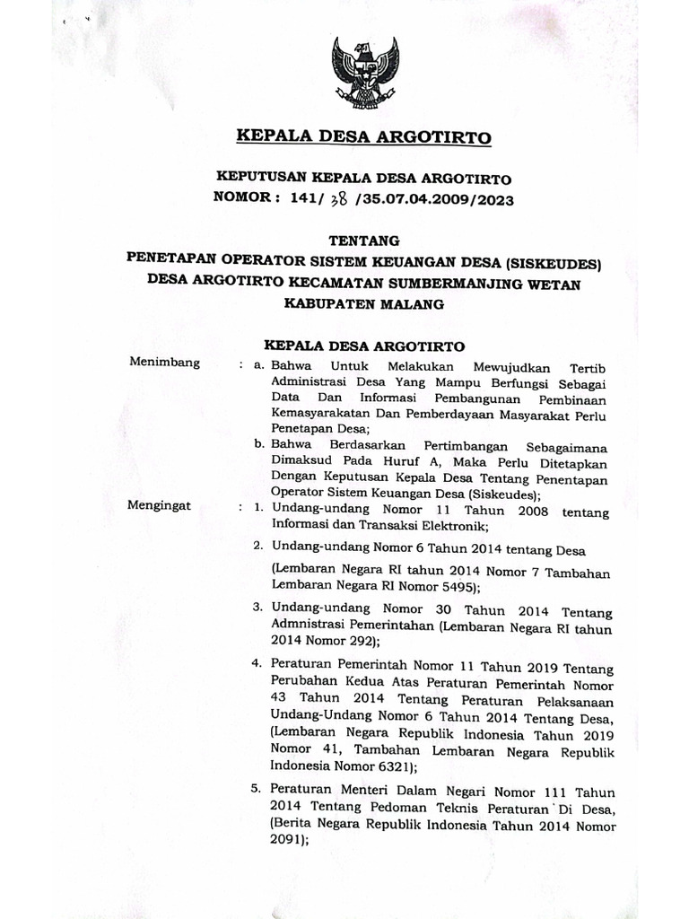 SK Kepala Desa GG | PDF